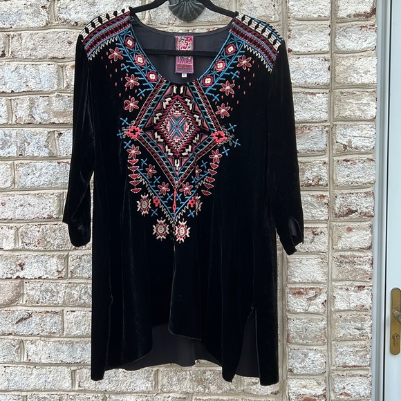 Johnny Was | Tops | Johnny Was Black Velvet Multicolored Embroidered ...